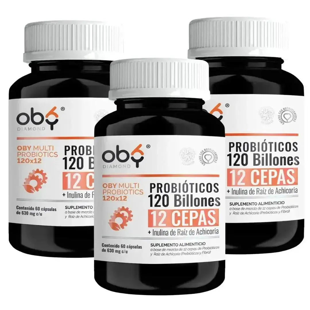 Pack de 3 frascos: Oby MULTI Probioticos Avanzados 120 Billones 12– oby.mx