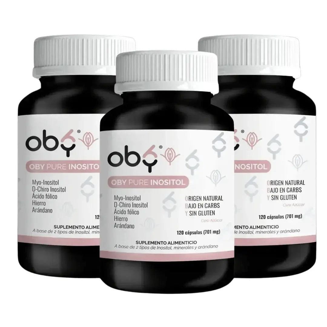 Pack de 3 frascos: OBY Pure Inositol | 120 Cápsulas– oby.mx