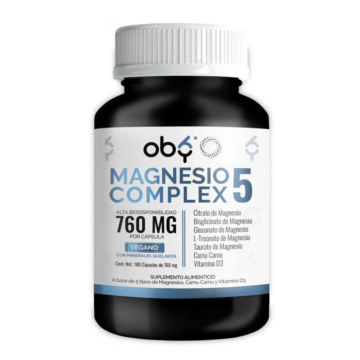 Magnesio Complex Oby: 5 Tipos de magnesios 180 capsulas 760mg– oby.mx