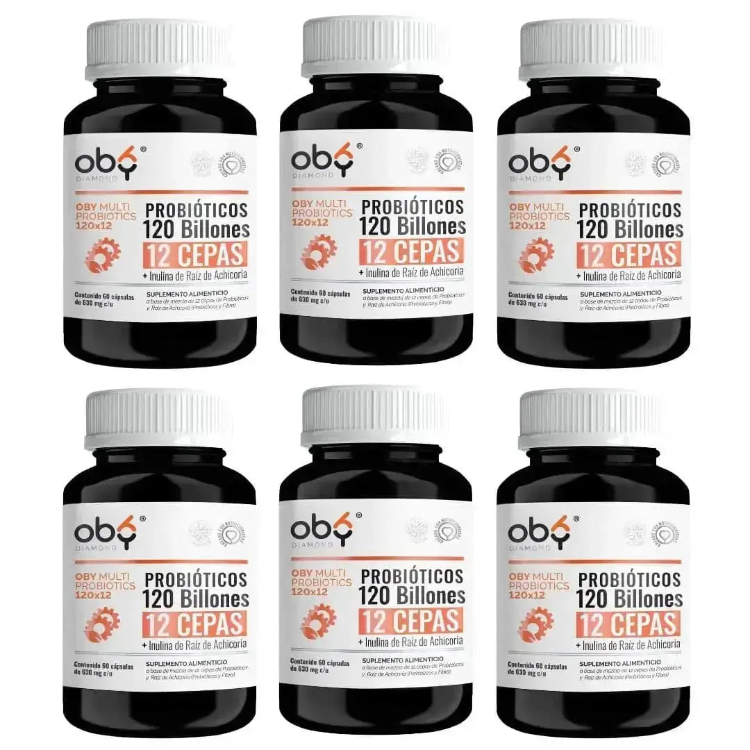 Pack de 6 frascos: Oby MULTI Probioticos Avanzados 120 Billones 12– oby.mx