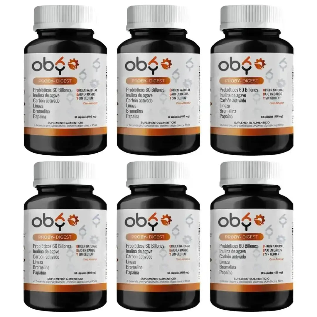 Pack 6 Proby Digest | 60 billones Probioticos y Prebioticos inulina– oby.mx
