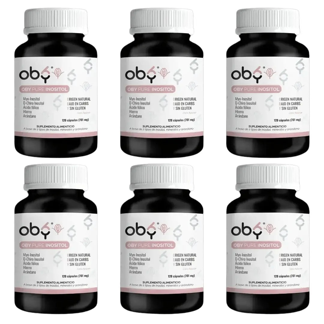 Pack de 6 frascos: OBY Pure Inositol | 120 Cápsulas– oby.mx