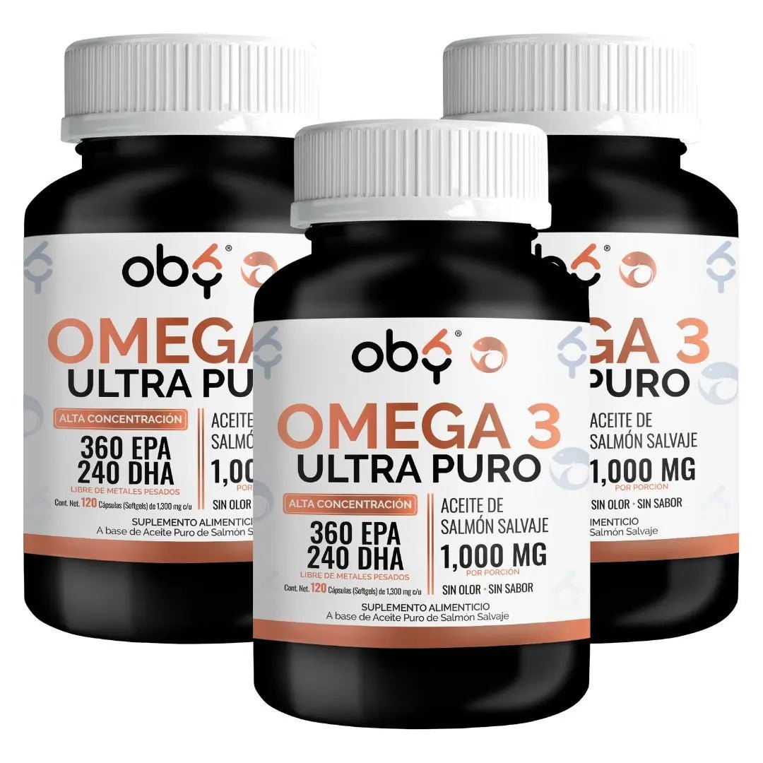 Pack de 3 frascos: OBY Omega 3: Aceite Puro de Salmón Salvaje - oby.mx
