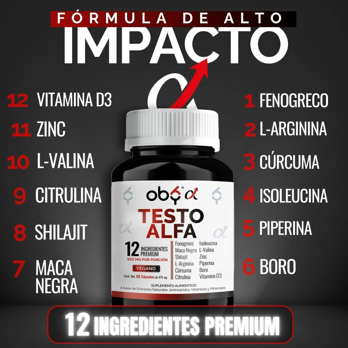 OBY Mens Testo ALFA | Vitaminas Hombre, Aminoácidos y Minerales– oby.mx